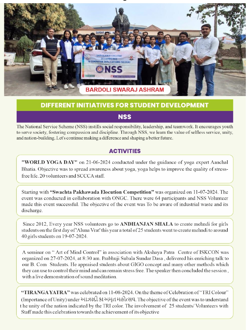 NSS Activities - Sarvajanik College of Commerce and Computer Application